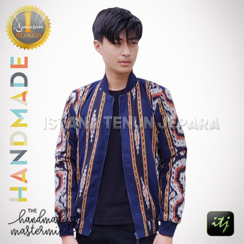 Jual Jaket Kain Tenun Etnik Bomber Pria Handmade | Shopee Indonesia