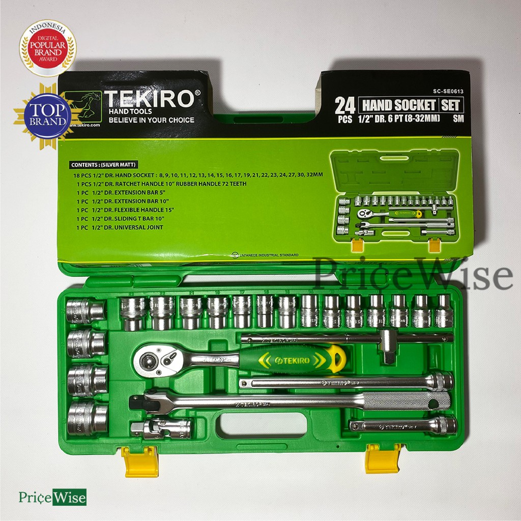 Jual Kunci Sok Set 24 pcs 12 PT 8-32 mm / Hand Socket / Kunci Sock Box PVC Tekiro | Shopee Indonesia