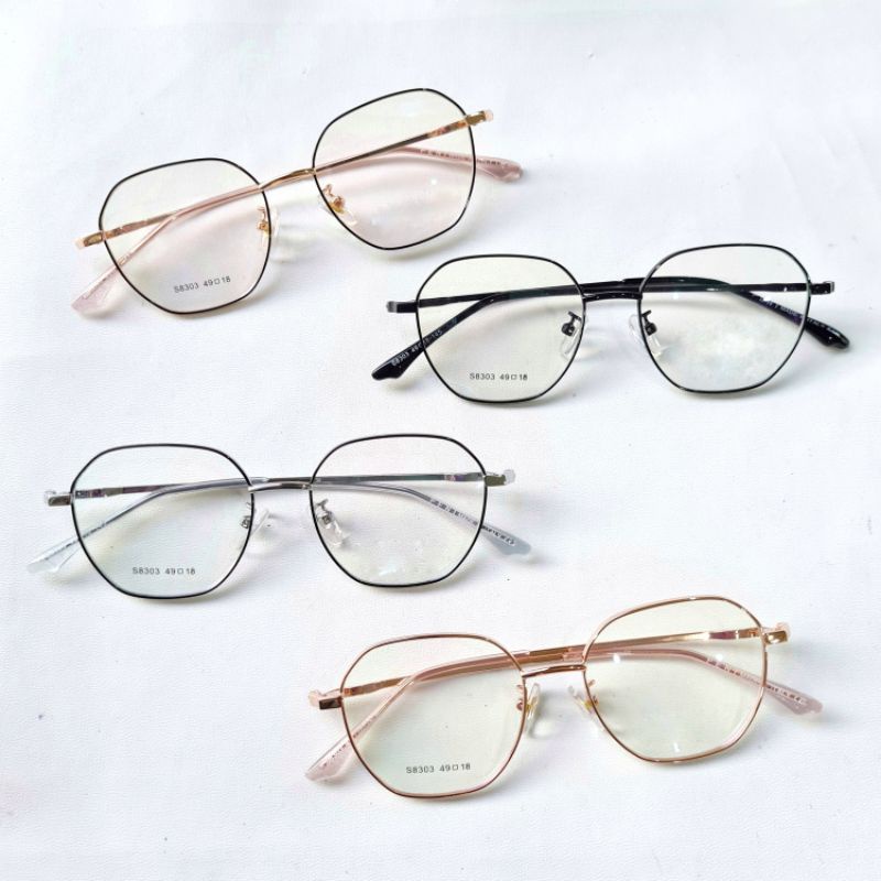 Jual Frame + Lensa Anti Radiasi Kacamata Prisma Square Metal 8303 ...