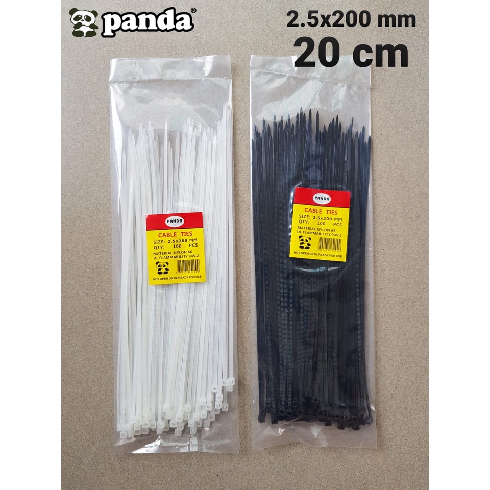 Jual KABEL TIS 2.5 x 200 MM PUTIH / HITAM - CABLE TIES PANDA 20 CM WHITE / BLACK - PENGIKAT ...