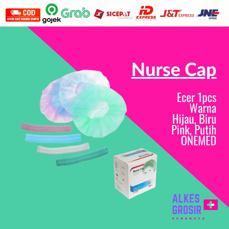 Jual ECER Nurse Cap ONEMED Hair Net Head Medis Surgical Topi Operasi ...