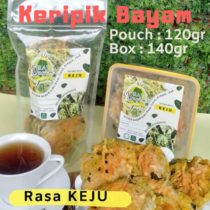 Jual Keripik Bayam RAJA BAYAM rasa KEJU kemasan POUCH 120 gr dan Box ...