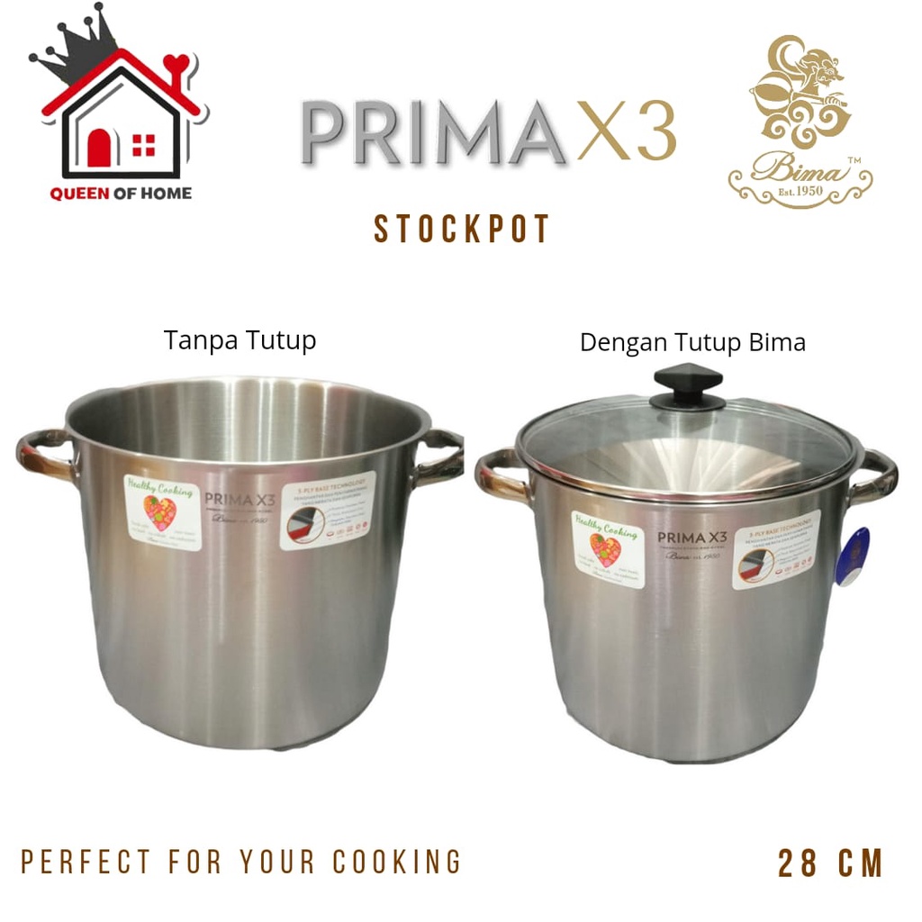 Jual Bima Prima X3 Stock Pot 28cm 3-Ply Stainless Steel 15,1L Panci ...