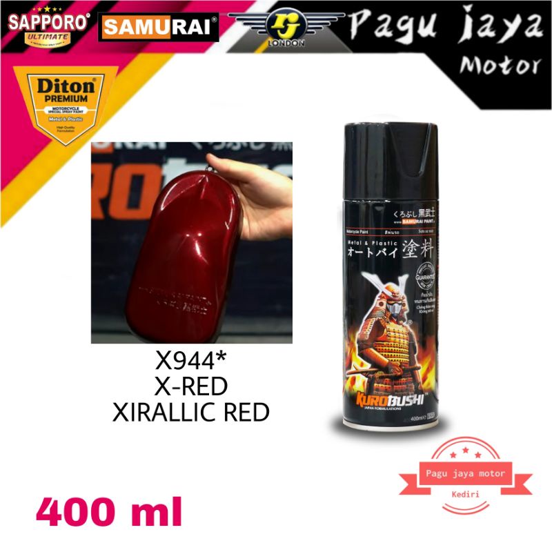 Jual SAMURAI PAINT XIRALLIC RED MERAH X944* X-RED 400ml cat semprot spray paint pilox pilok ...