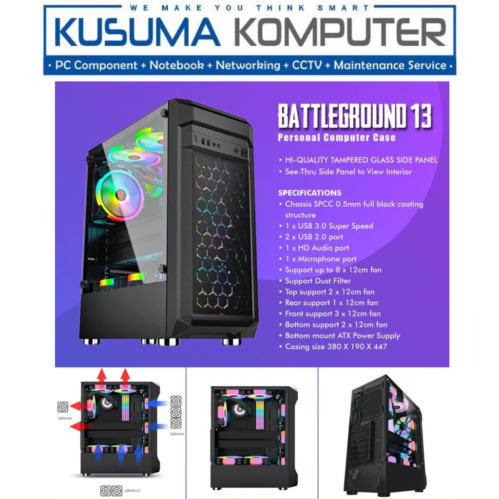 Jual Casing PC Simbadda Battleground 13 Tempered Glass Casing PC ...