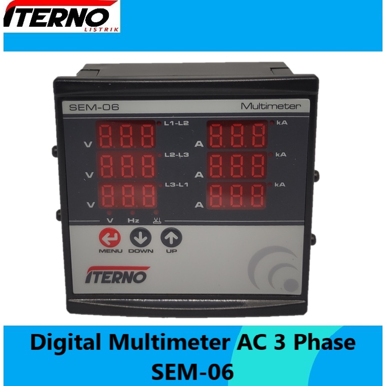Jual Digital Multimeter Volt Amper Hz AC 3 Phase 96x96mm SEM-06 Iterno ...
