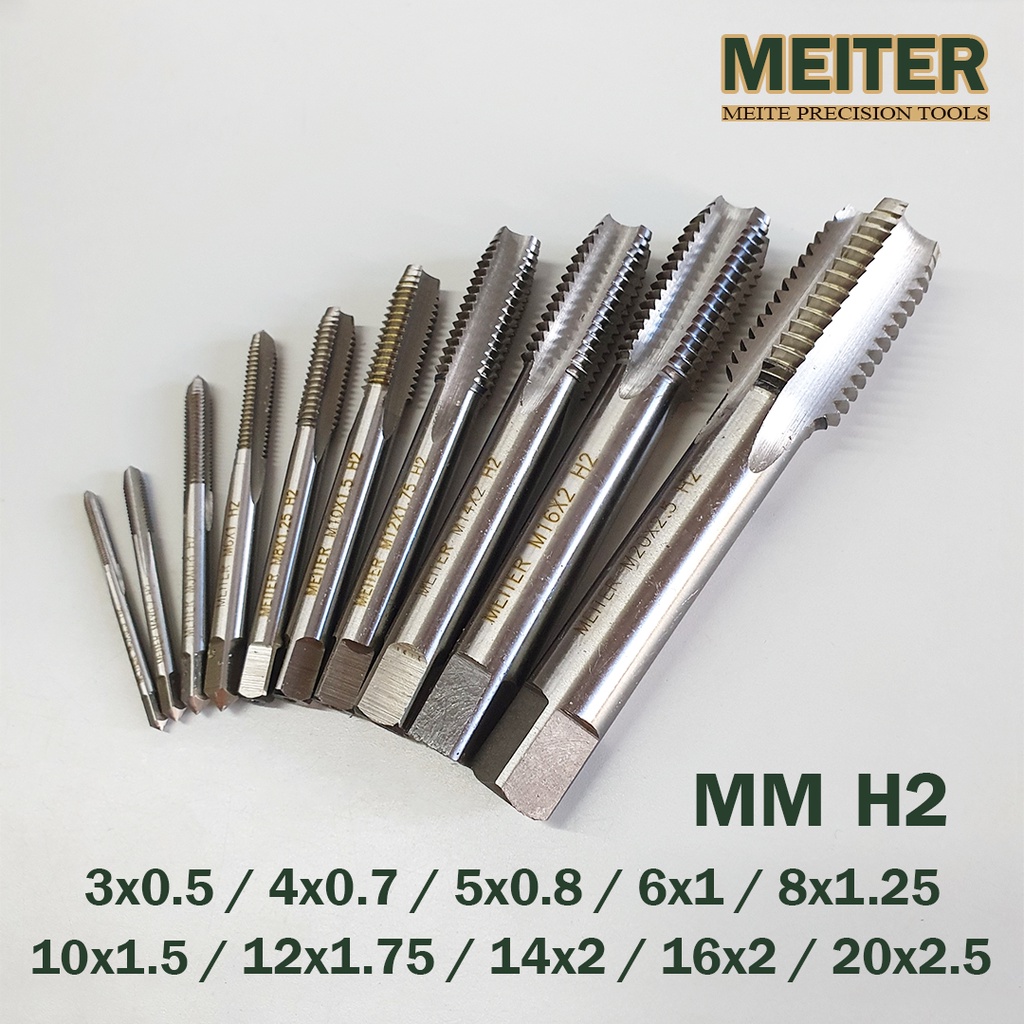 Jual Tap HSS 3/4/5/6/8/10/12/14/16/20 mm H2 Meiter M3 0.5 M4 0.7 M5 0.8 M6 1 M8 1.25 M10 1.5 M12 ...