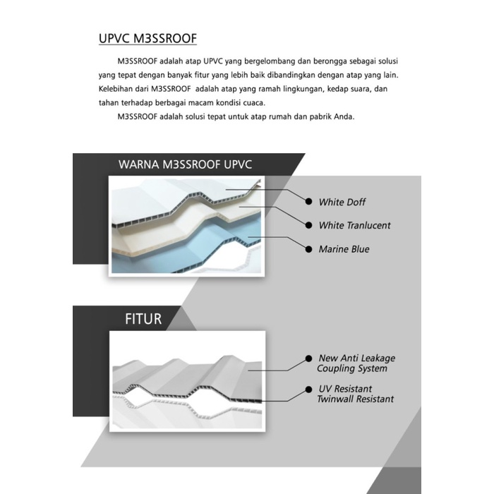 Jual TERBAIK ATAP UPVC GELOMBANG ROOFTOP WARNA TRANSLUCENT PUTIH ...