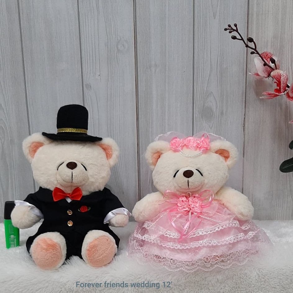 Jual Boneka Bear Wedding Forever Friend Couple 35cm import boneka bear ...