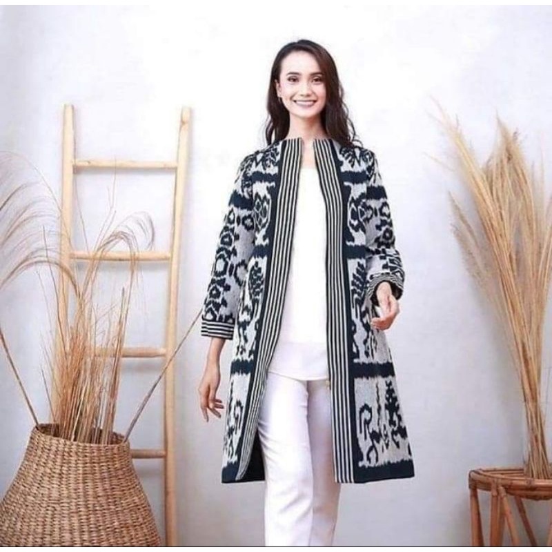 Jual LONG CARDIGAN TENUN BLANKET ETNIK TRADISIONAL MASAKINI MOTIF AYAM ...