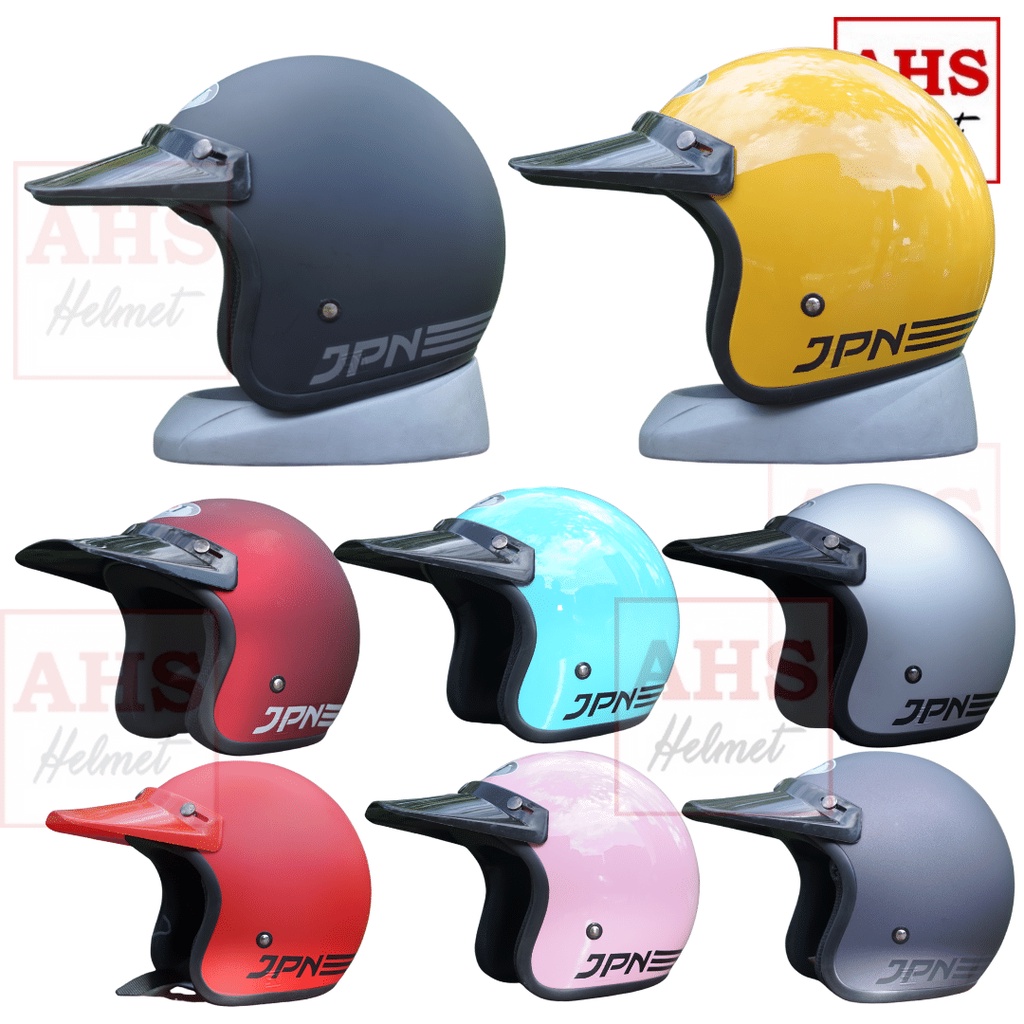 Jual HELM RETRO JPN ARC FULL LEHER SOLID STANDARD SNI | Shopee Indonesia