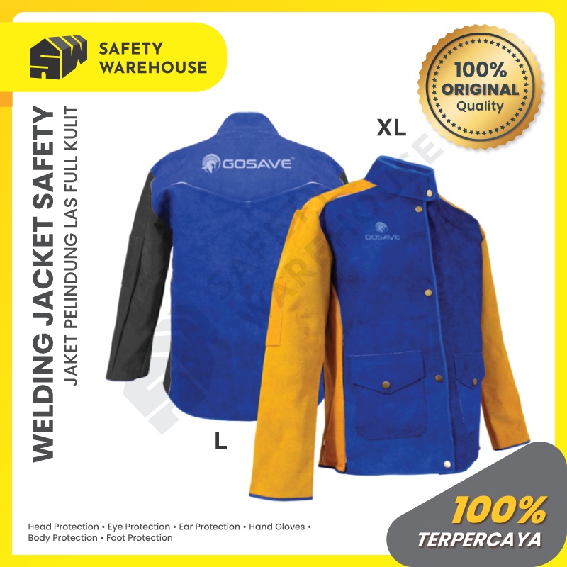 Jual Gosave Jaket Las Full Kulit / Welding Jacket Leather Safety ...