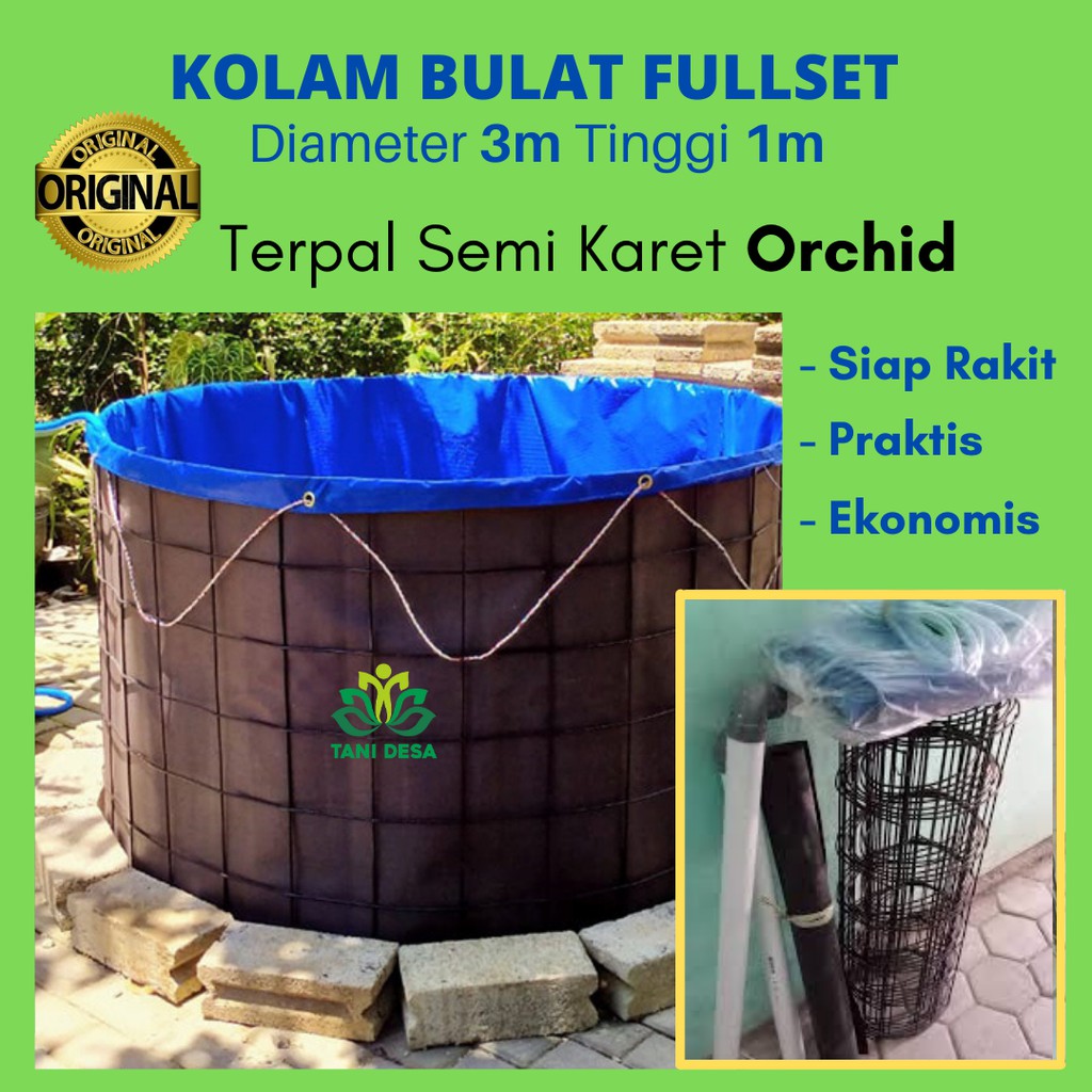 Jual Kolam Terpal Bulat Bioflok fullset Diameter 3 m Tinggi 1 m tinggal ...