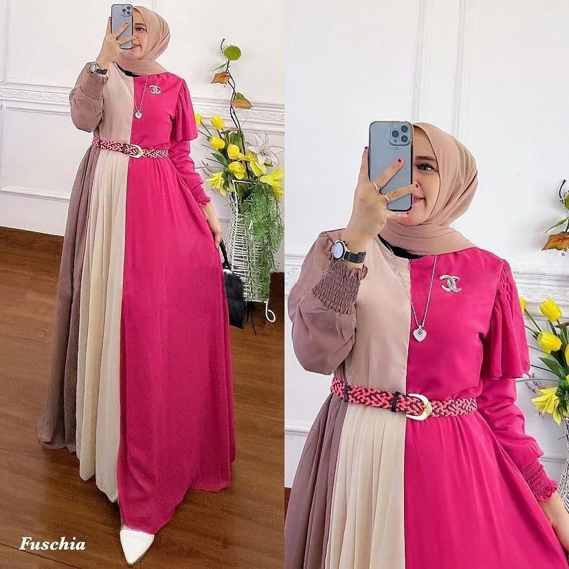 Jual Gamis Lebaran 2024 Terbaru VIOLA RAINBOW DRESS MC KAIN CERUTY ...