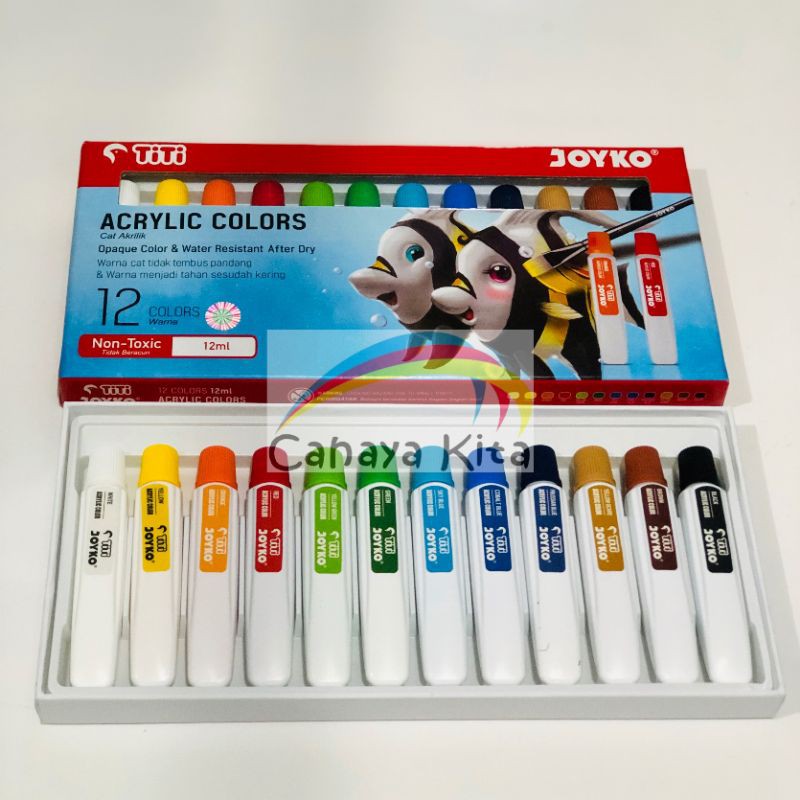 Jual Acrylic Color Cat Akrilik Joyko TiTi ACC-12ML-12 Warna Colors ...