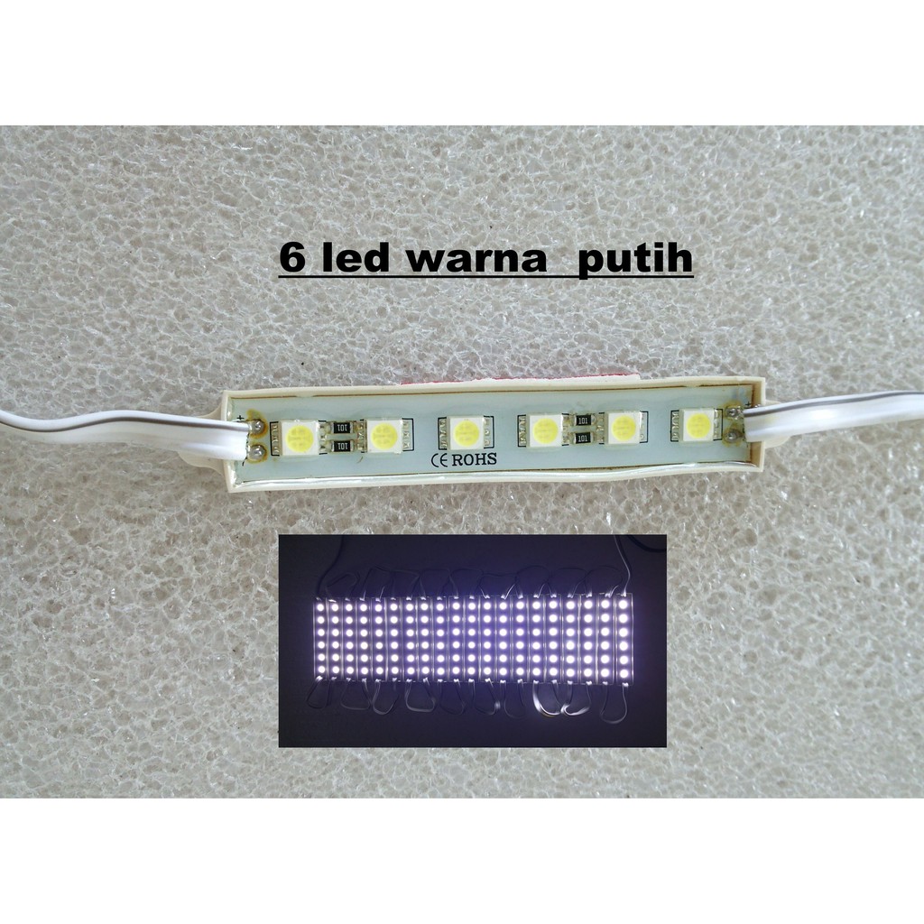 Jual Modul LED Strip 6 Mata SMD 5050 WATERPROOF 12v Warna Putih | Shopee Indonesia