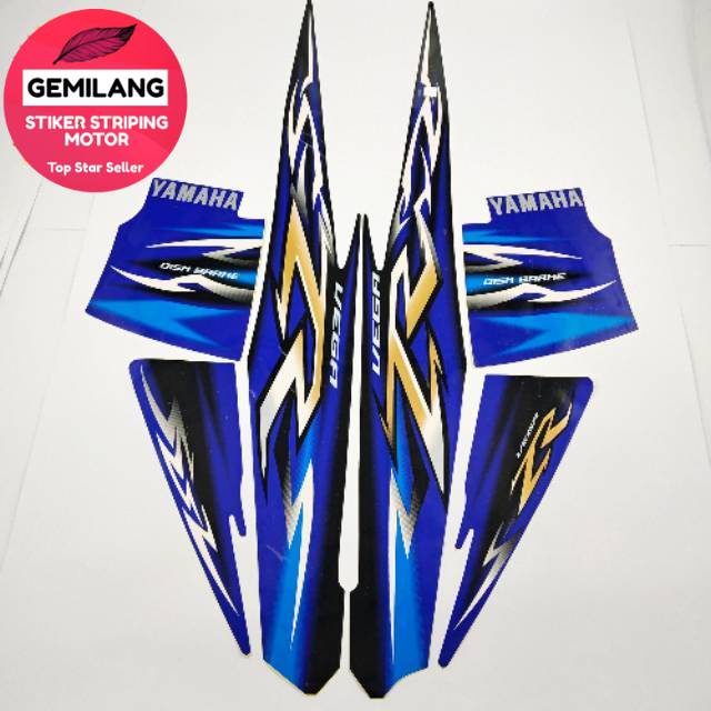 Jual Striping Decal Polet Sticker Yamaha Vega zr 2009 biru hitam body ...