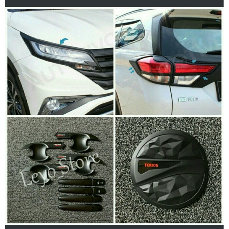 Jual paket Garnish Outer cover Handle dan tutup bensin mobil All new Terios 2018-2020 hitam Doff ...