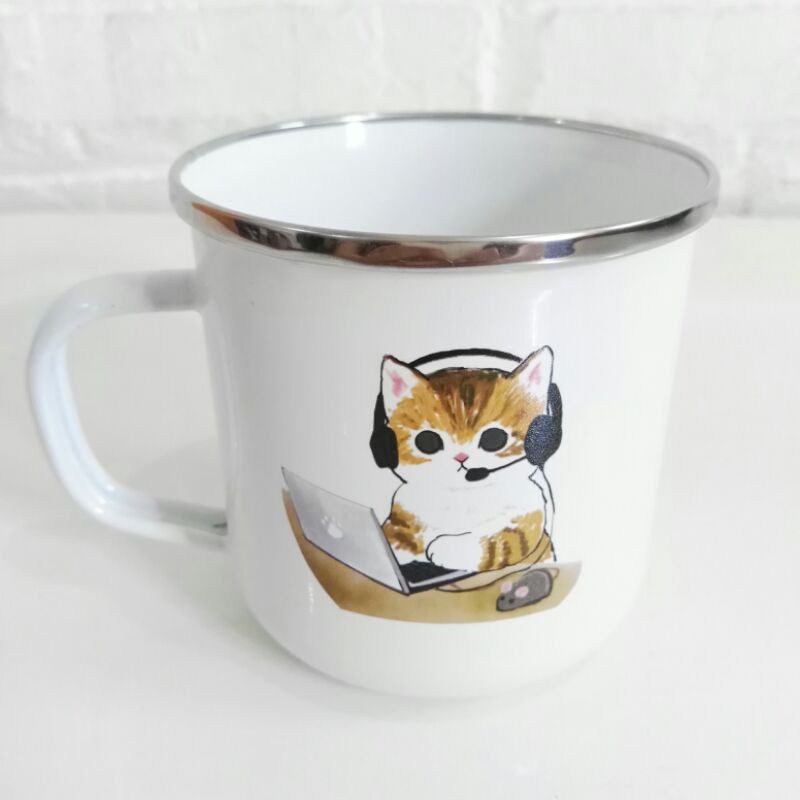 Jual Gelas Mug Enamel gambar kucing cat series lucu | Shopee Indonesia