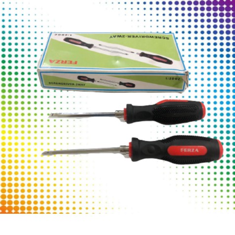 Jual Obeng Bolak Balik FERZA Plus Minus Gagang Karet | Shopee Indonesia