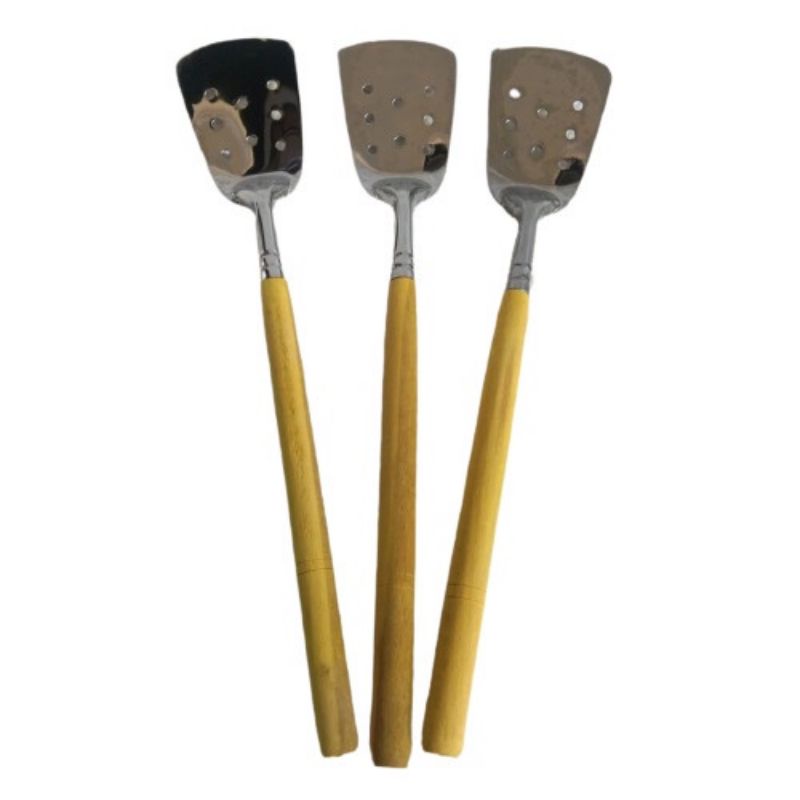 Jual sepatula/sutil berlubang stainless gagang kayu | Shopee Indonesia