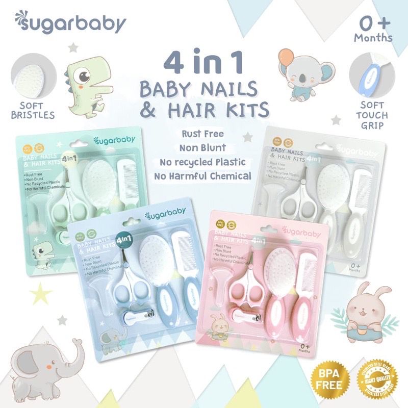 Jual Sugar Baby 4 in 1 Baby Nails & Hair Kits / Grooming Set / Sisir ...