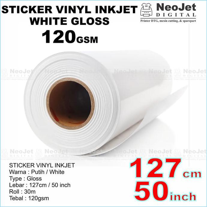 Jual Produk Unggulan] Sticker Vinyl Inkjet Roll 127 Cm White Gloss 30 ...