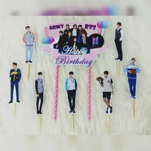 Jual Topper BTS Party topper ulang tahun Topper Puding topper tart ...