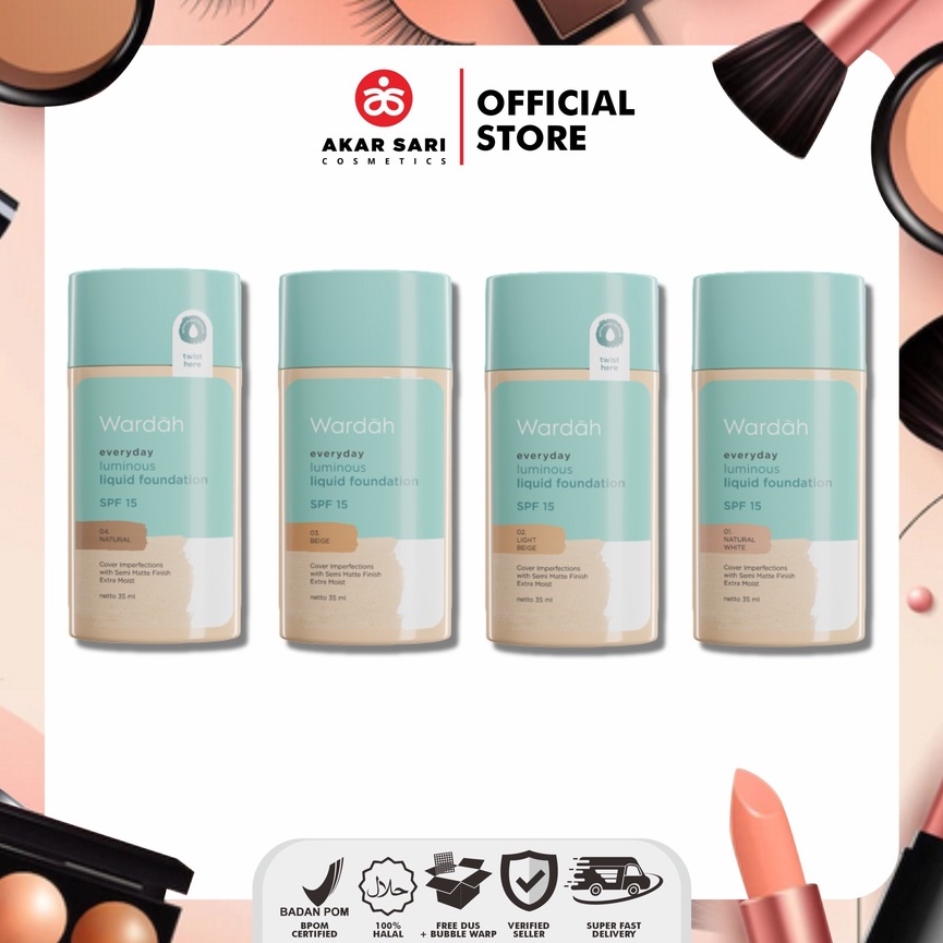 Jual WARDAH EVERYDAY LUMINOUS LIQUID FOUNDATION SPF 15 - 35 ml | Shopee ...