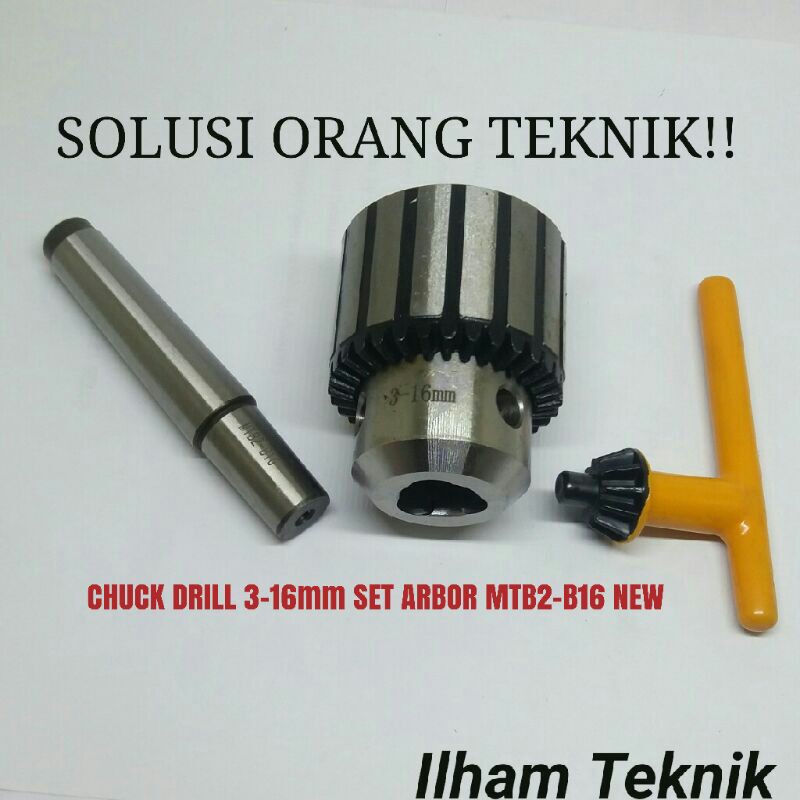 Jual penjepit Bor CHUCK DRILL 3-16 SET ARBOR MTB2-B16 NEW KEPALA MESIN ...