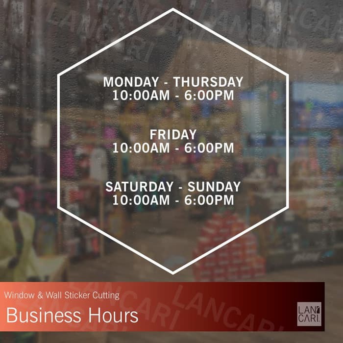 Jual Sticker Cutting Store Hours Stiker Cafe Toko Jam Buka Kaca Dinding ...