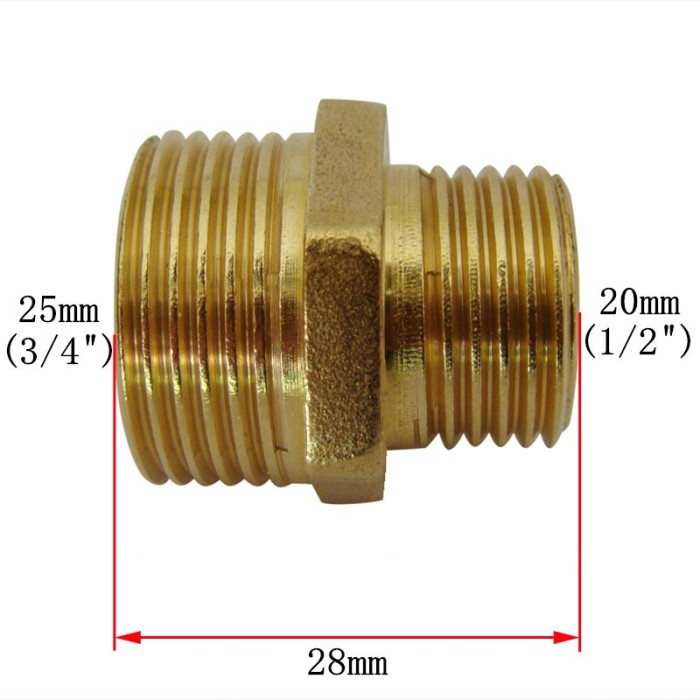 Jual Double Nipple Dobel Nepel Drat Ulir Thread 3/4 3/4" Luar Outer x 1/2 1/2" Luar Outer Inch ...