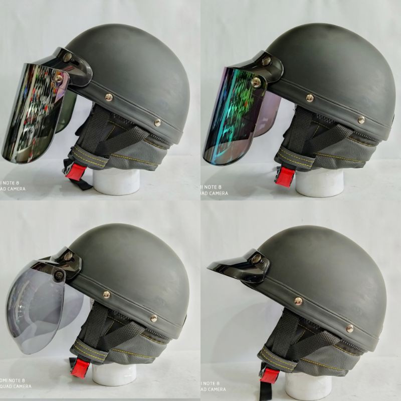 Jual helm chips cetok retro hitam doff kaca daftar | Shopee Indonesia