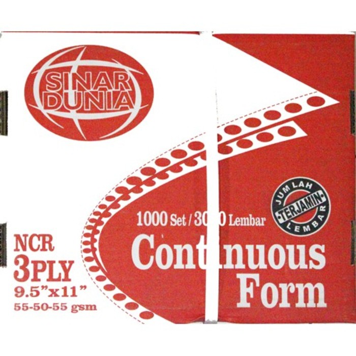 Jual SINAR DUNIA CONTINUOUS FORM 9 1/2 X 11 3 PLY (K3) / KERTAS ...