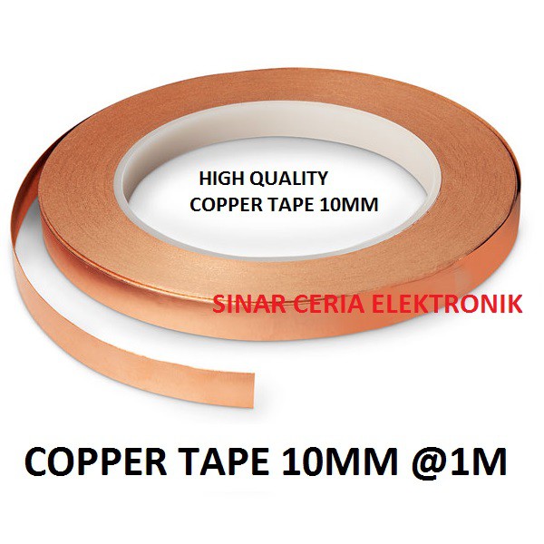 Jual 10mm x 1 Meter Copper Tape Adhesive Isolasi Tembaga Pita Lakban ...