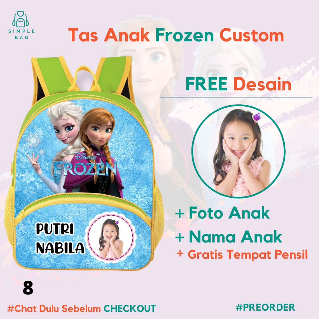 Jual Tas Anak Frozen Seri 08 - Custom Foto dan Nama Anak - Free Tempat ...