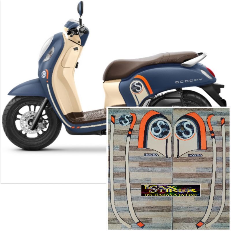 Jual striping original Honda Scoopy fashion blue biru tahun 2020 2021 ...