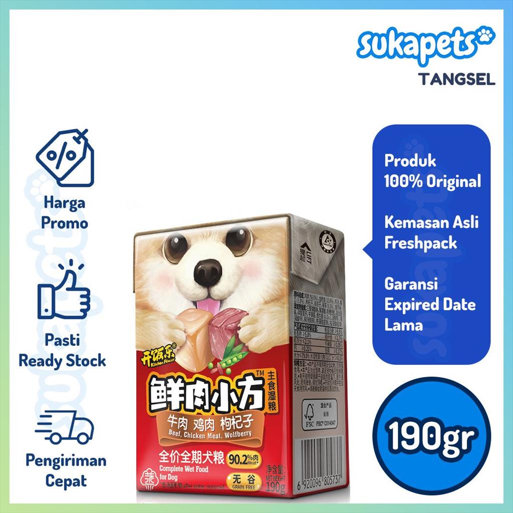 Jual Kitchen Flavor Dog Wet Food Beef Chicken Goji Berry Wolfberry ...