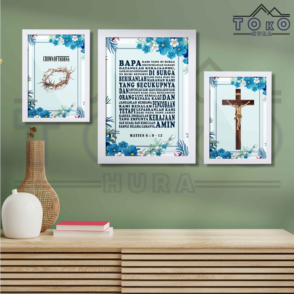 Jual Bingkai Hiasan Dinding Kristen Rohani Doa Bapa Kami / Salib ...