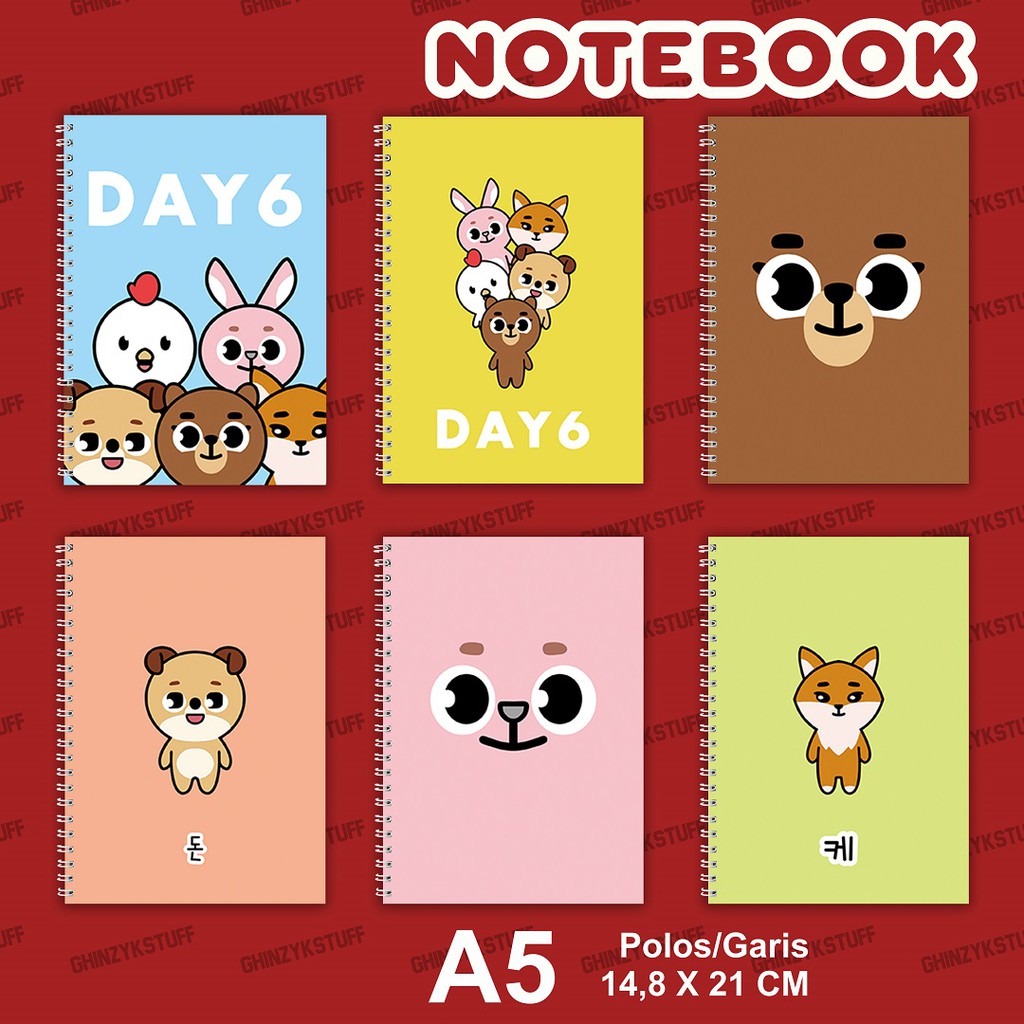 Jual Notebook KPOP DAY6 Ukuran A5 14,6 x 21 cm Garis atau Polos Buku ...