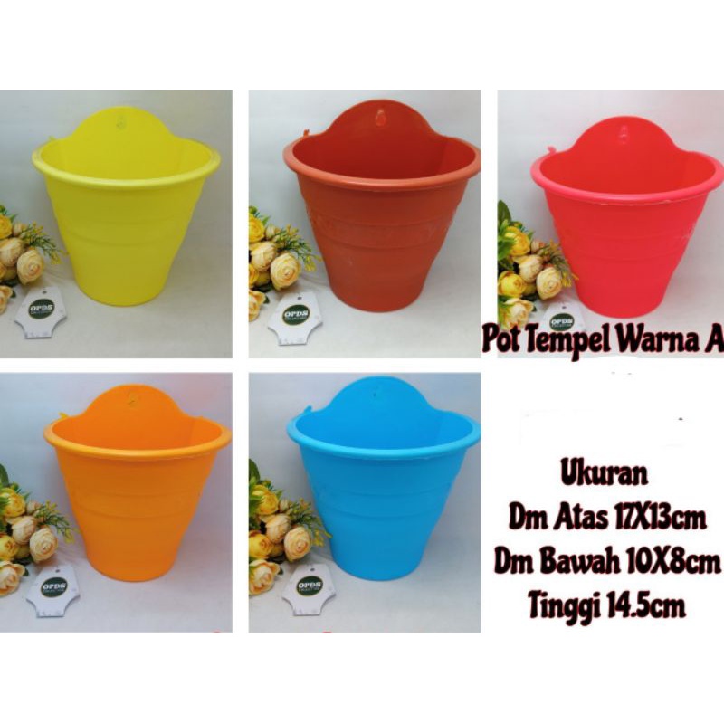 Jual 1 pcs pot tempel plastik warna kode A pot dinding warna pot bunga ...