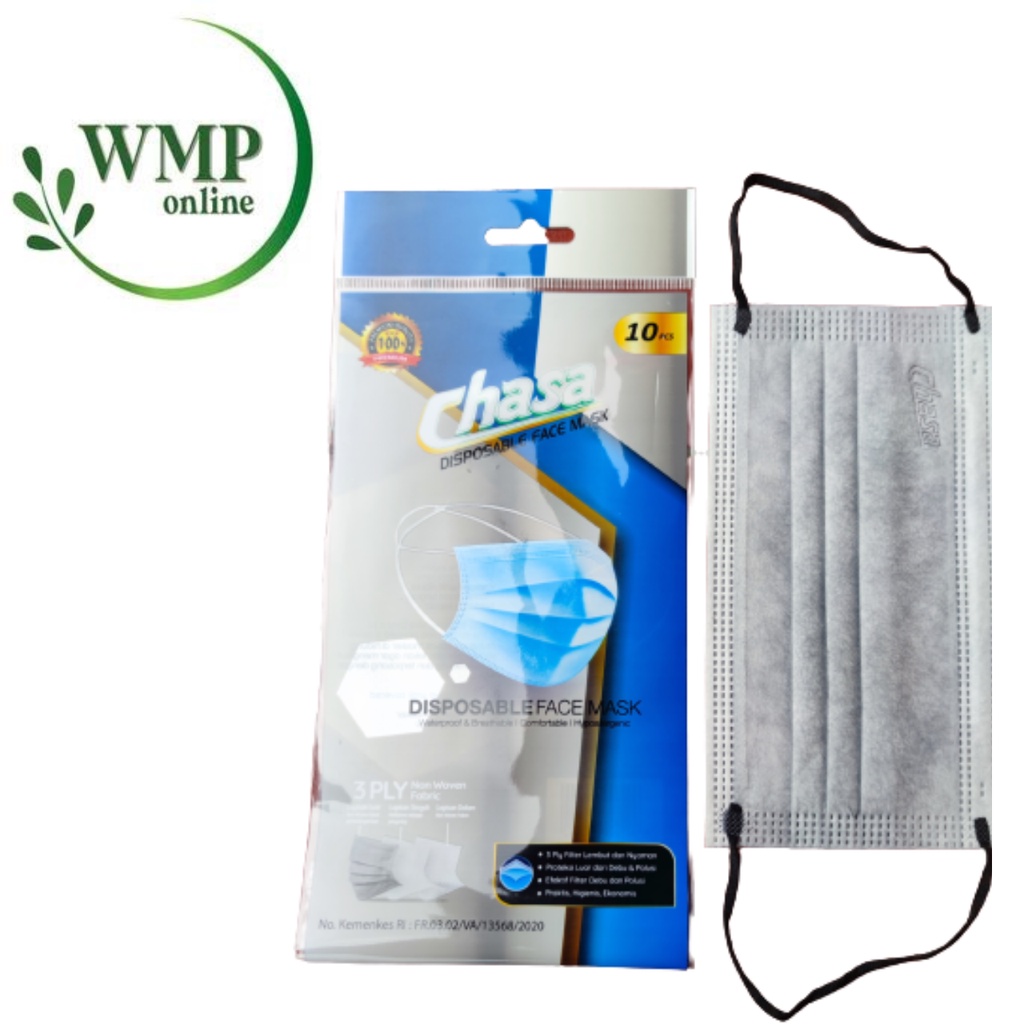 Jual Masker Earloop 3ply Logo Chasa isi 10pc Sachet Hygenic izin ...