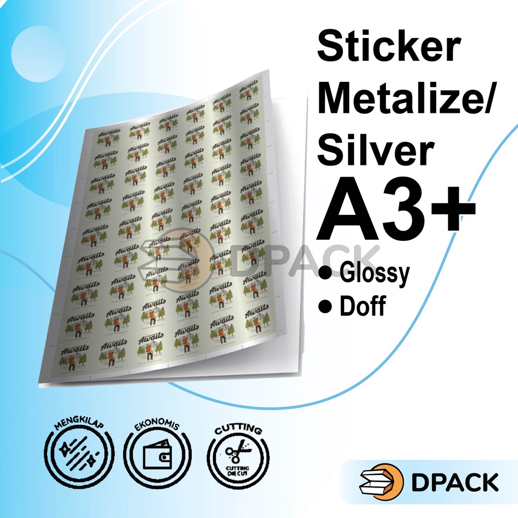 Jual Cetak stiker | Print Sticker Silver Metalize A3+ & Kiss Cut ...