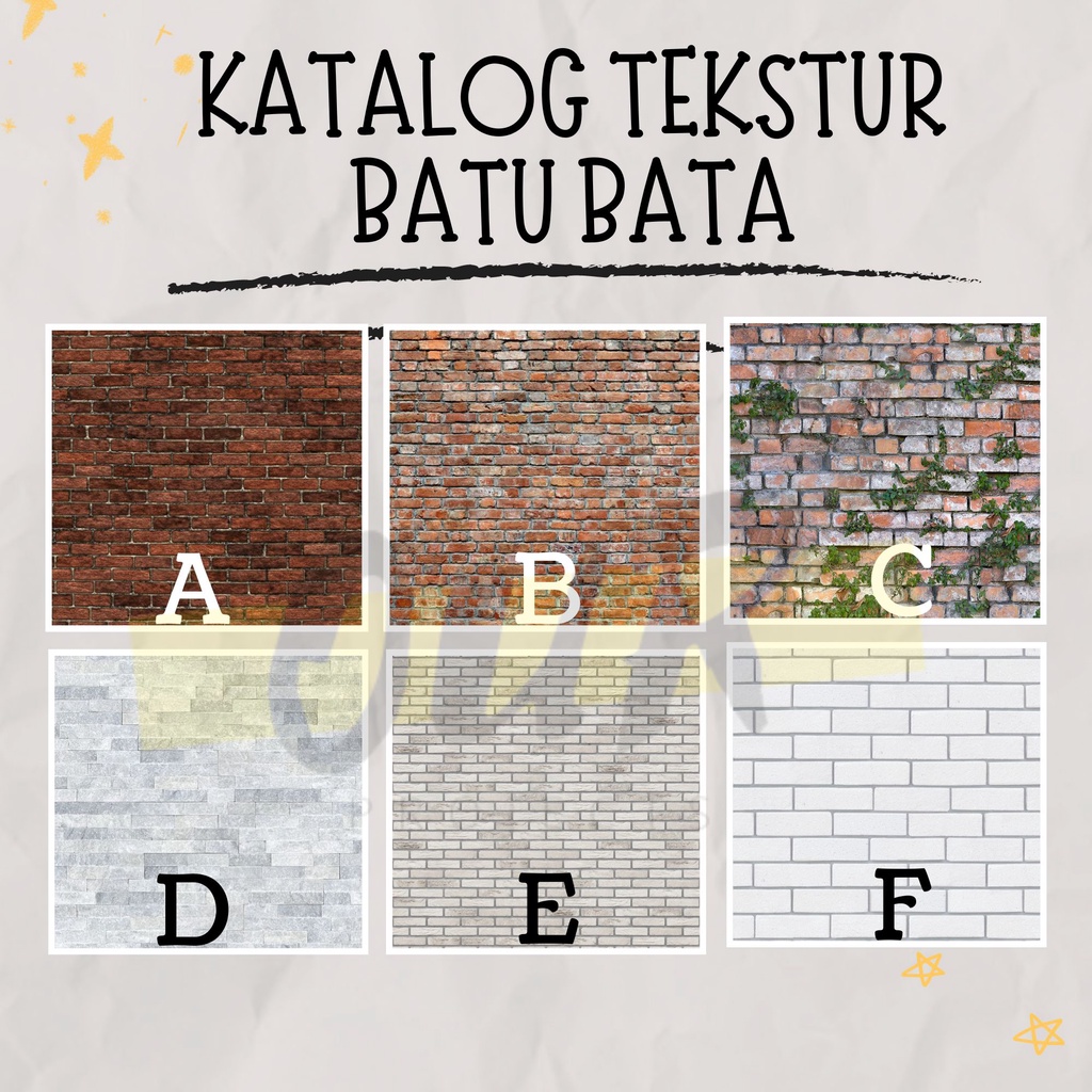 Jual STIKER TEKSTUR MOTIF BATU BATA MATERIAL PADA MINIATUR MAKET, SKALA ...