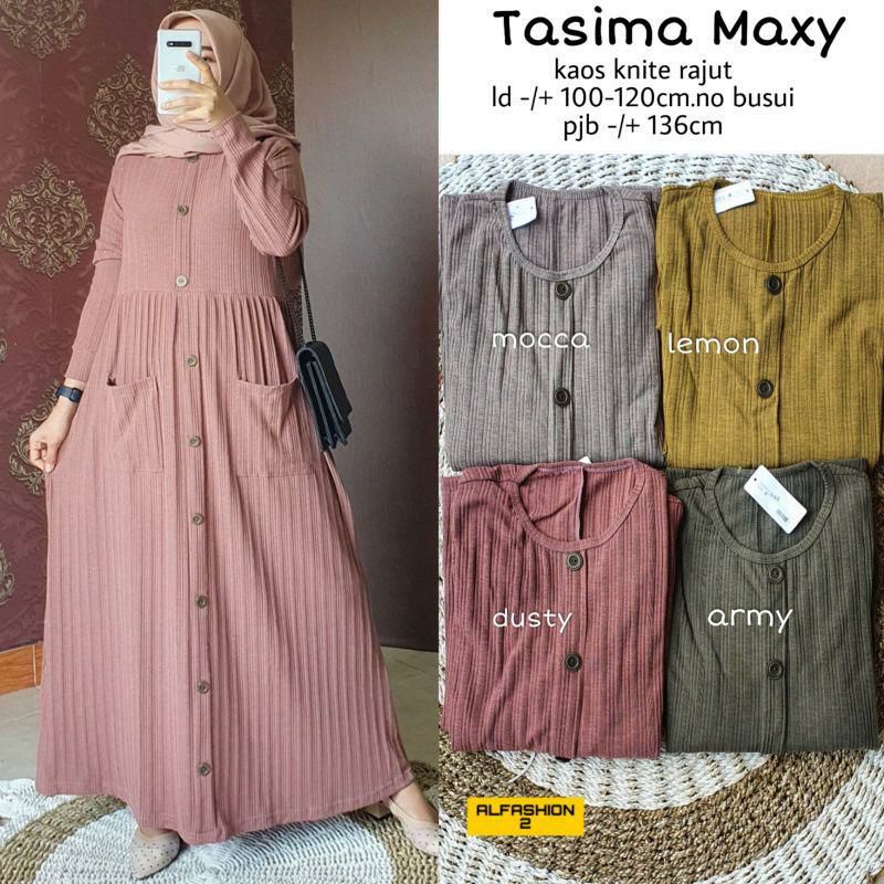 Jual RATI - Gamis Knit Jumbo Terbaru Tasima Maxy by Fashion Solo ...