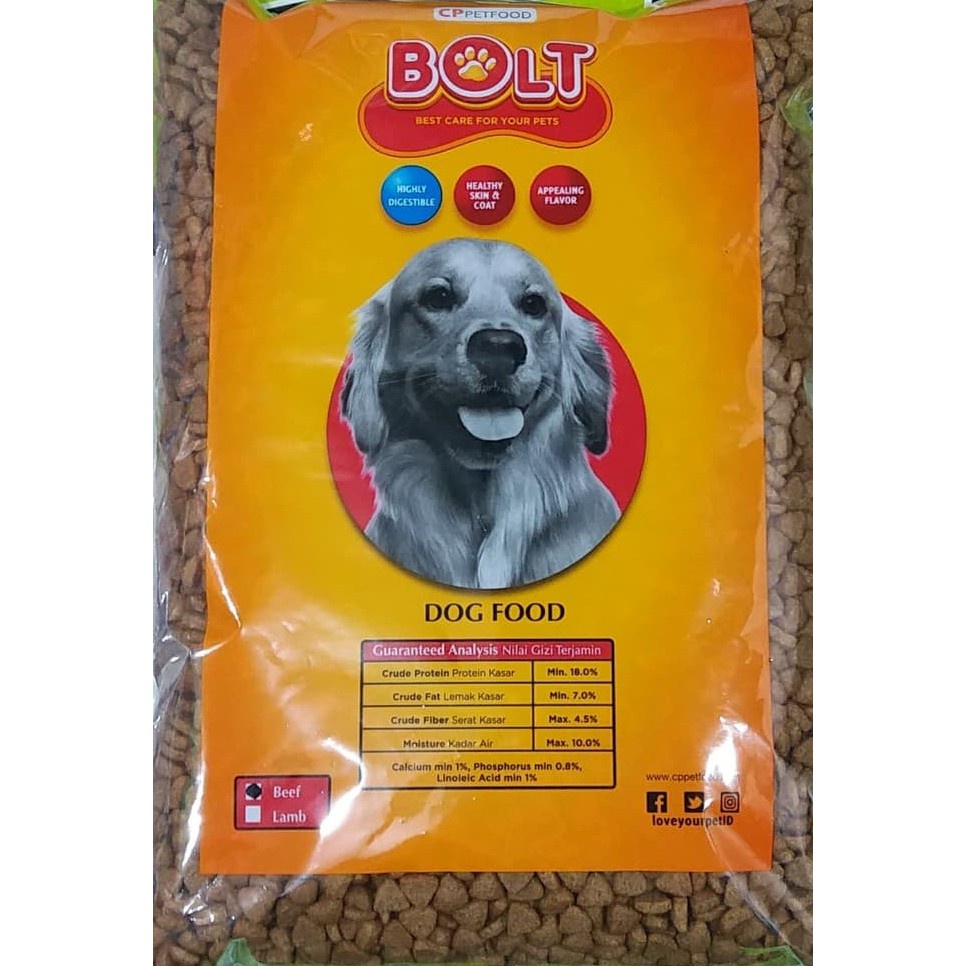 Jual Pakan anjing Merk Bolt Repack 1kg | Shopee Indonesia