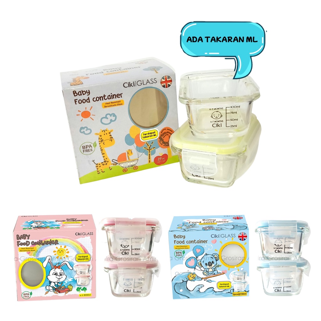 Jual Food Container 150ml Kotak Makan Kaca untuk MPASI (Isi 2) ADA ...