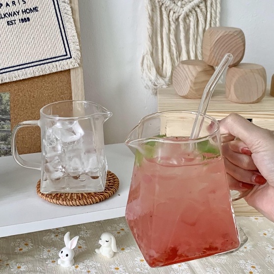 Jual Aesthetic glass Gelas Kaca Kotak Teko Teh Borosilicate Jus Susu Square Kopi Polos Cantik ...