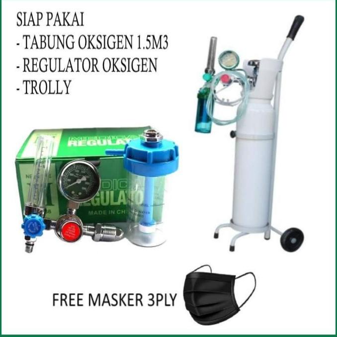 Jual Tabung Oksigen isi + Trolly + iRegulator Oksigen siap pakai ...
