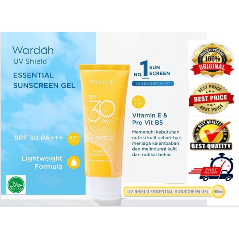Jual Wardah UV Shield Essential Sunscreen Gel SPF 30 PA +++ isi 40ml | Shopee Indonesia